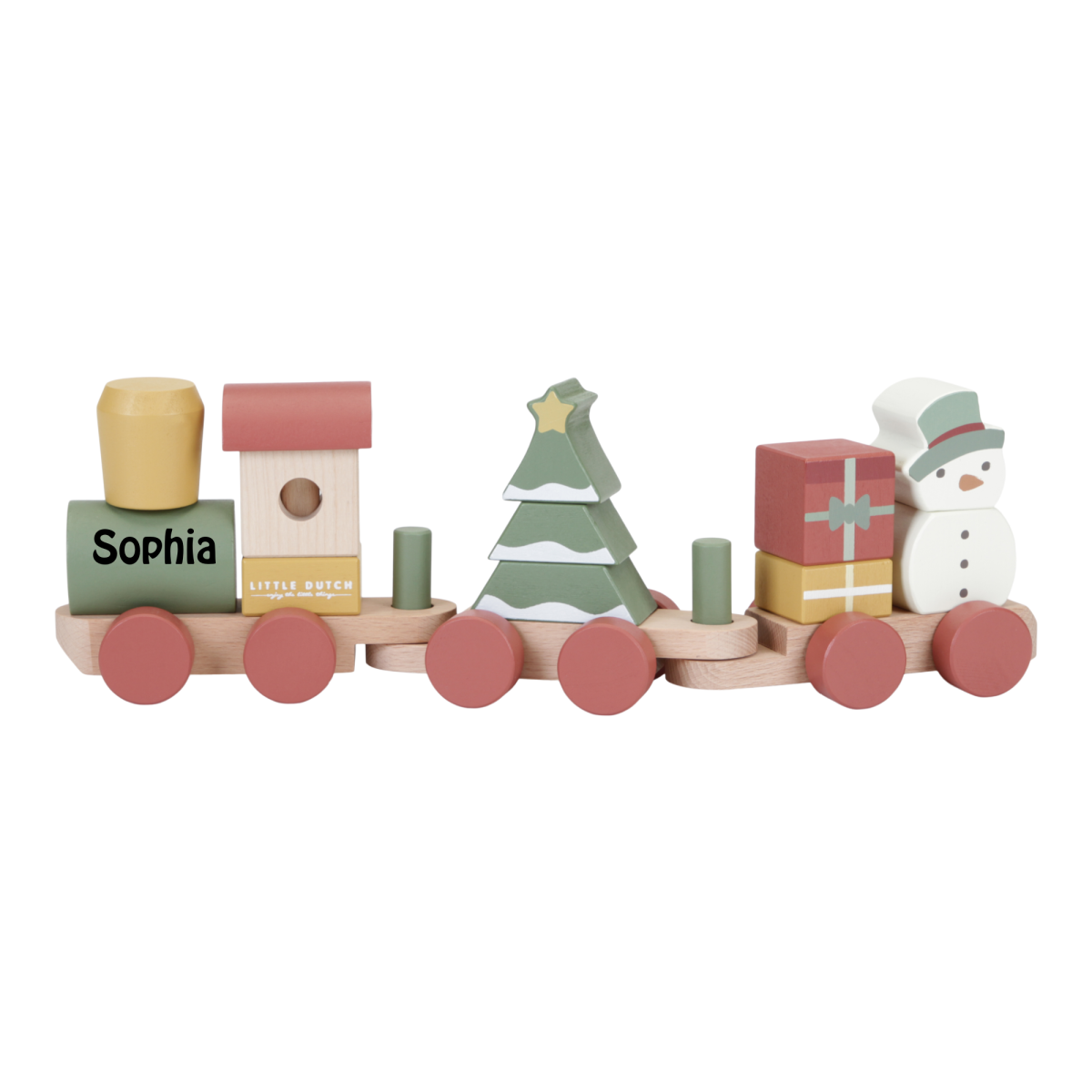 Trætog-Juletog-med navn - Legetøj med navn - Bæklund Design ApS