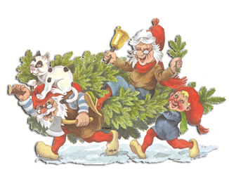 Kravlenisse i træ fra Vilhelm Hansen, Juletræet bæres hjem, 40 cm - Jul ...